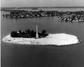 Florida Memory • Aerial view of Flagler Island and Monument after ...